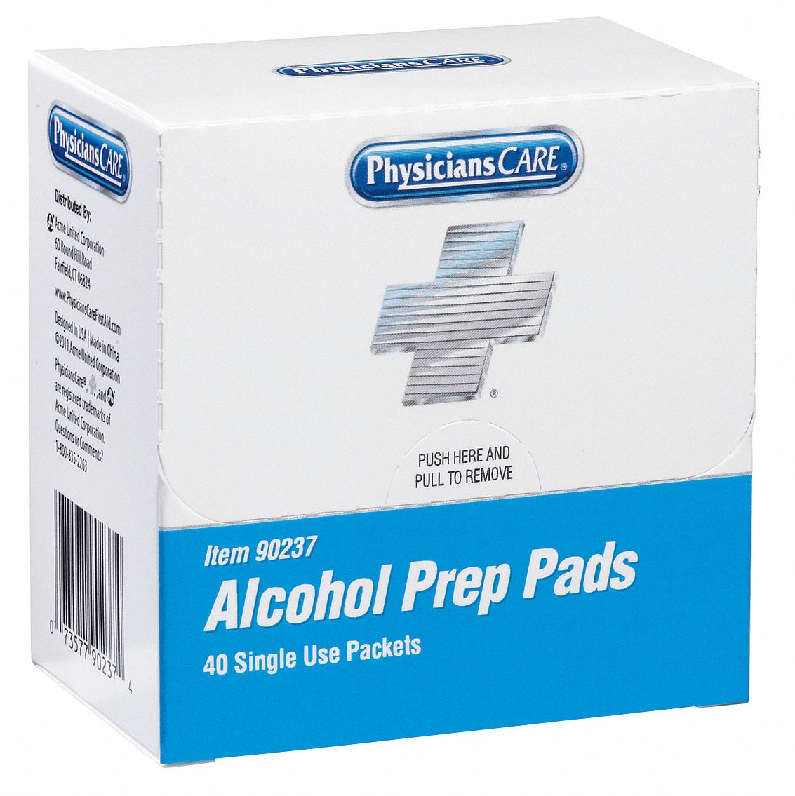 Alcohol Pads, Wipes, Box, Wrapped Packets, 1 x 2-1/2", PK 40 - Grainger
