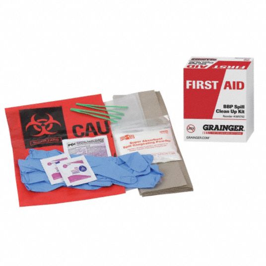 2 oz. Absorbent Powder, (2) Pairs Nitrile Gloves, Biohazard Spill Kit ...