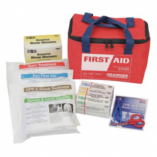 First Aid Kit, Kit, Fabric, General Purpose, 50 People Served per Kit ...