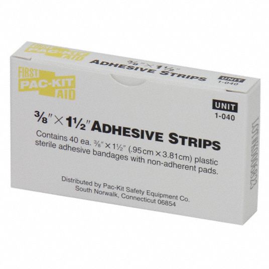 FIRST AID ONLY, Strip Bandages, 3/8 in Wd, Adhesive Bandage - 39N863|1 ...