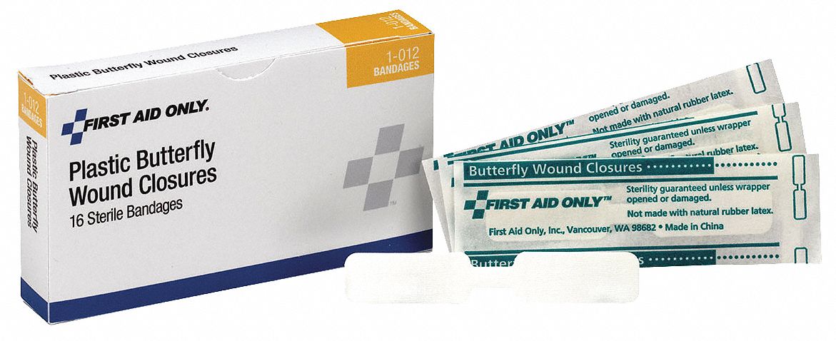 FIRST AID ONLY, Butterfly Wound Closures, 1/2 in Wd, Wound Seal ...