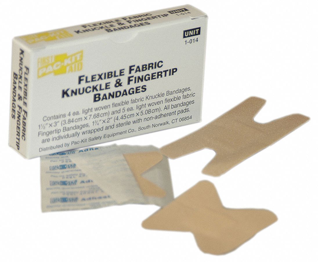 FIRST AID ONLY, Fingertip/Knuckle Bandages, 1 in Wd, Adhesive Bandage ...