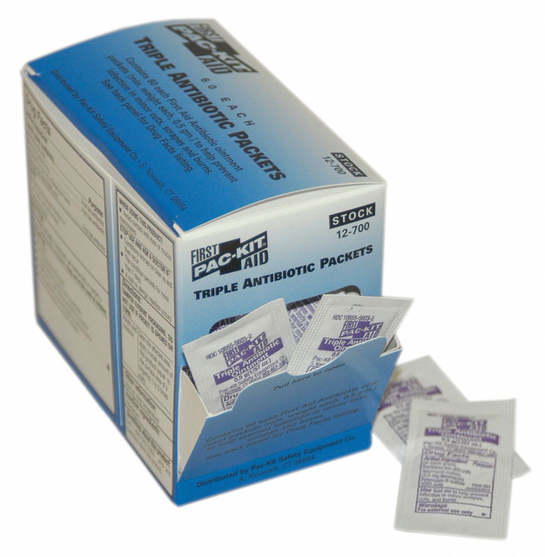 Antibiotics, Ointment, Box, Wrapped Packets, 0.020 oz, 0.5g, PK 60 ...