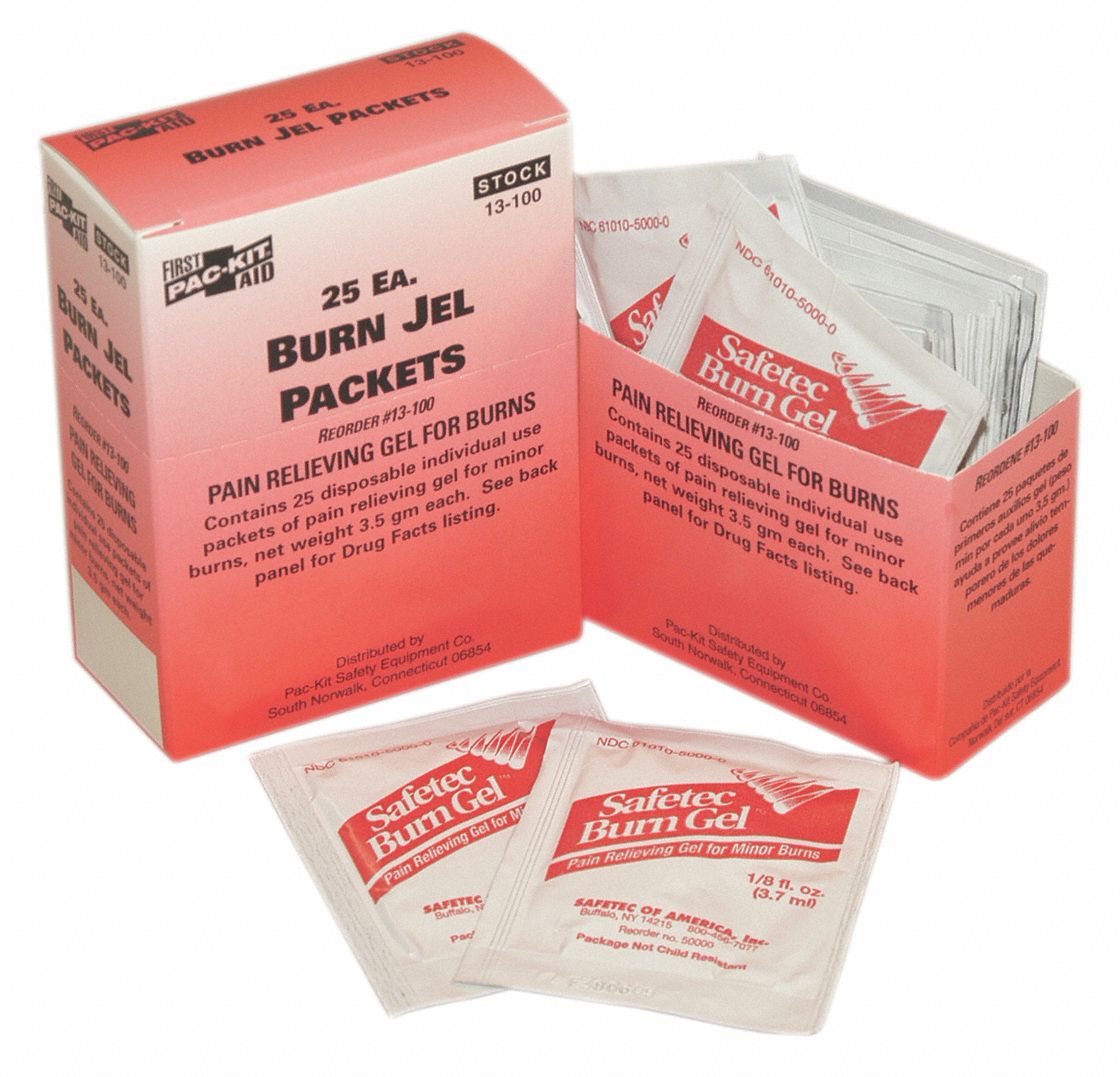 Burn Gel, Gel, Box, Wrapped Packets, 0.004 oz, 0.125g, PK 25 - Grainger