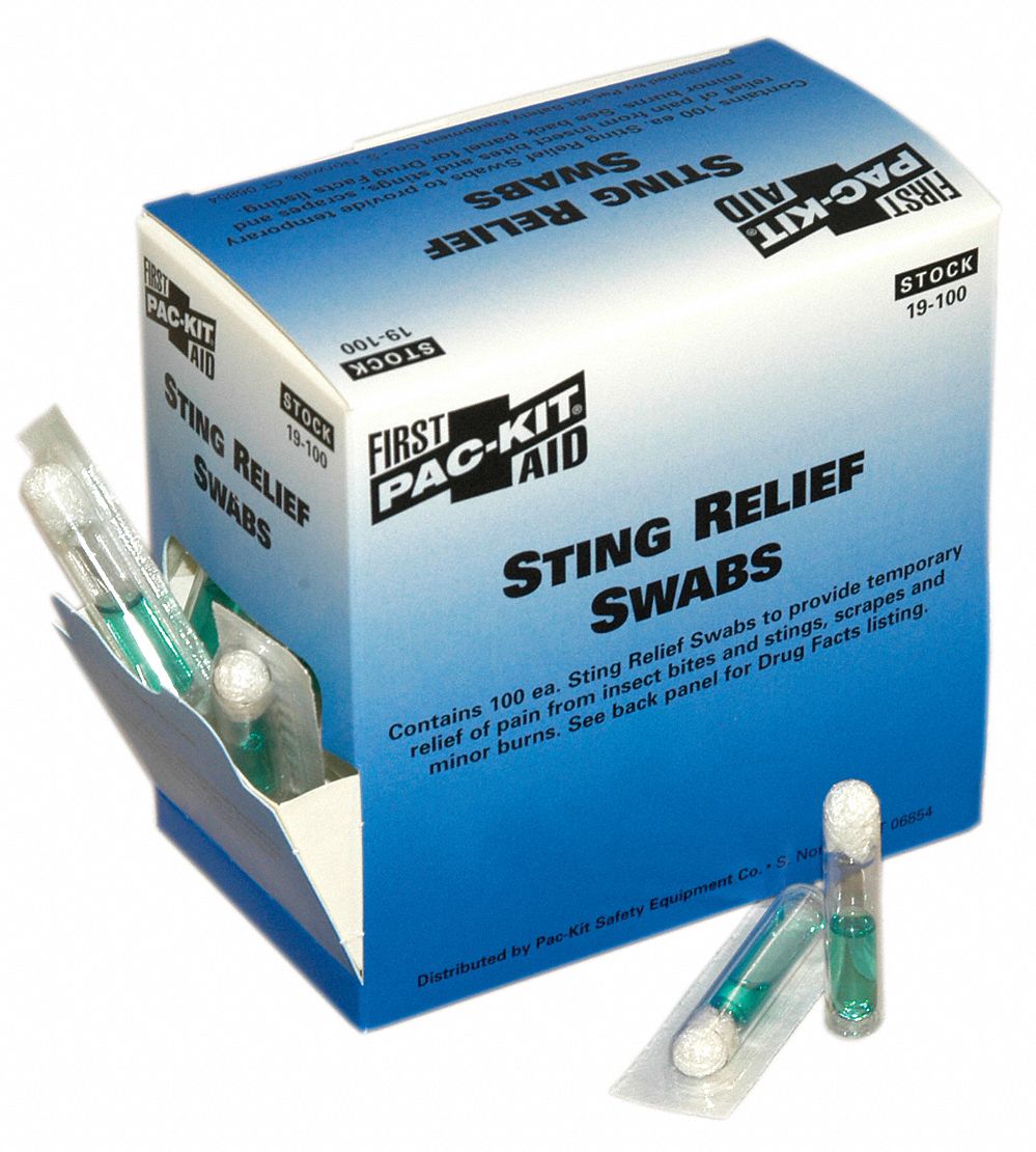 FIRST AID ONLY Sting Relief Swabs, Swab, Box, Wrapped Packets - 39N931 ...