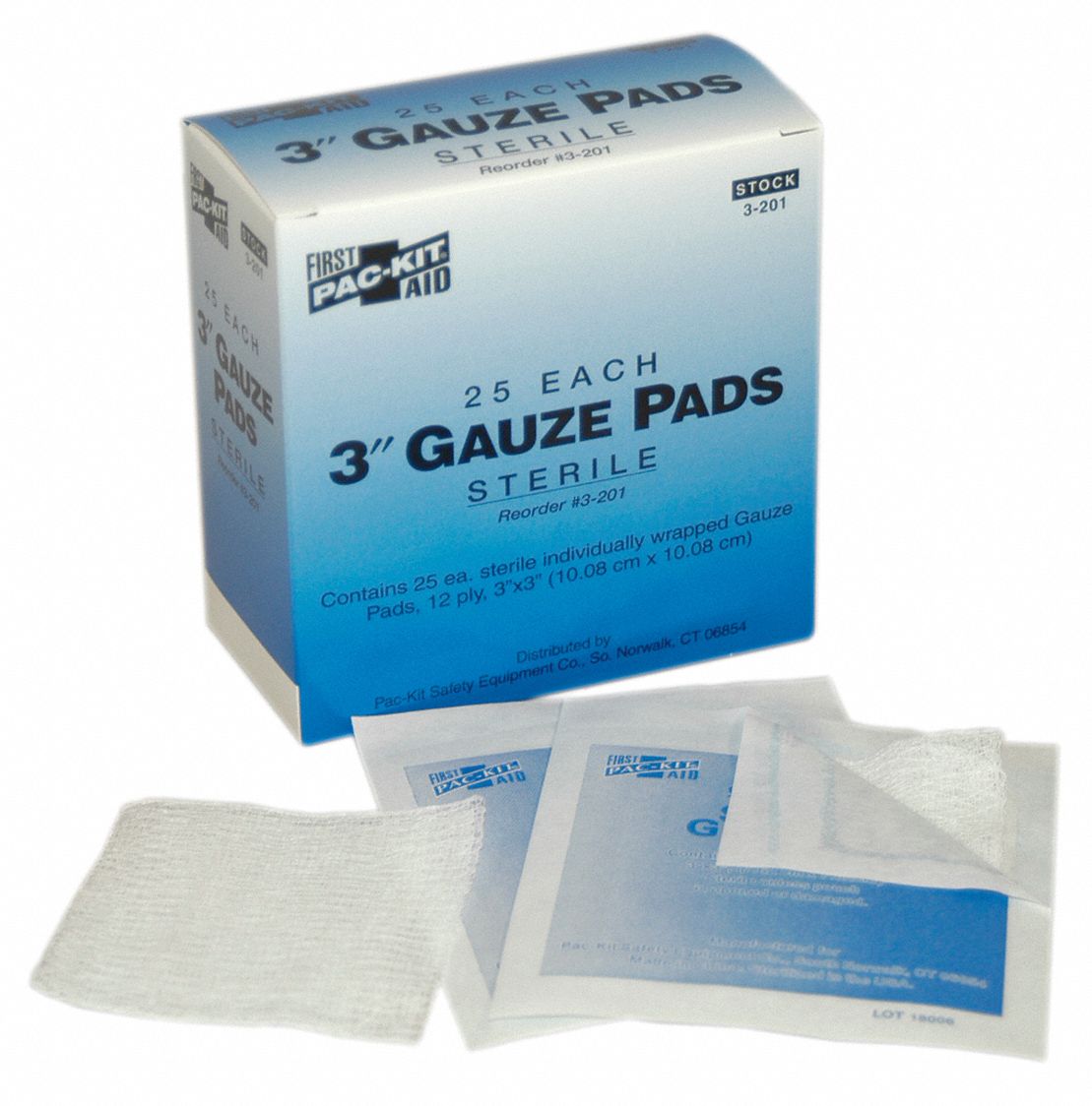 Gauze Pad, Box, Sterile, Gauze, Includes (20) 3 x 3" Gauze Pads, ANSI ...