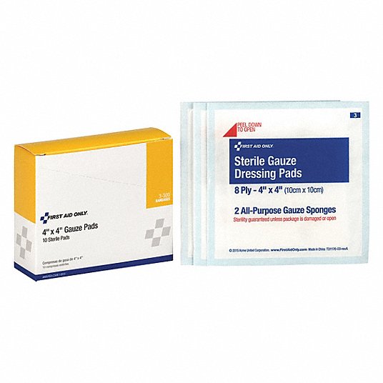FIRST AID ONLY, 4 in Dressing Lg, 4 in Dressing Wd, Gauze Pad - 39N963 ... FIRST AID ONLY, 4 in Dressing Lg, 4 in Dressing Wd, Gauze Pad - 39N963 ...