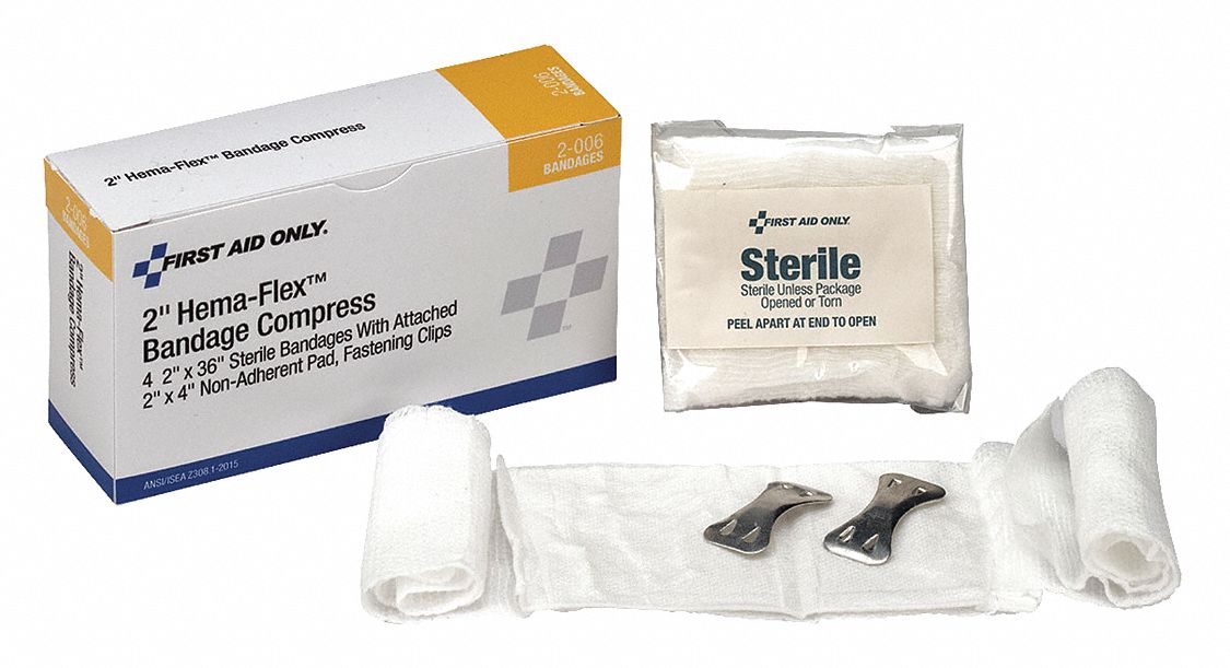 FIRST AID ONLY, 36 in Dressing Lg, 2 in Dressing Wd, Compress - 39N978 ...