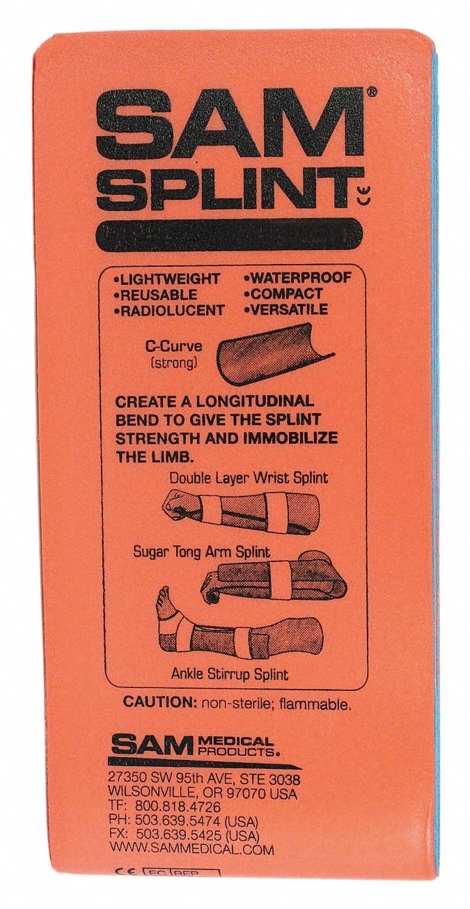 Splint, Orange, 4 1/4 in Length, 9 in Width - Grainger