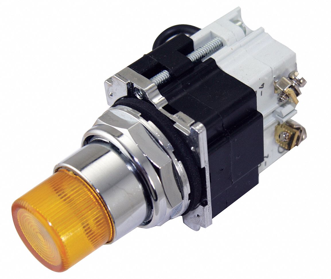 EATON, 30 mm Panel Mounting Size, Yellow, Pilot Light - 39P756 ...