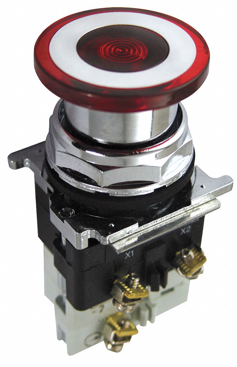 EATON, Illuminated, Mushroom Head Profile, Emergency Stop Push Button - 39P787|10250T597LRD24 ...