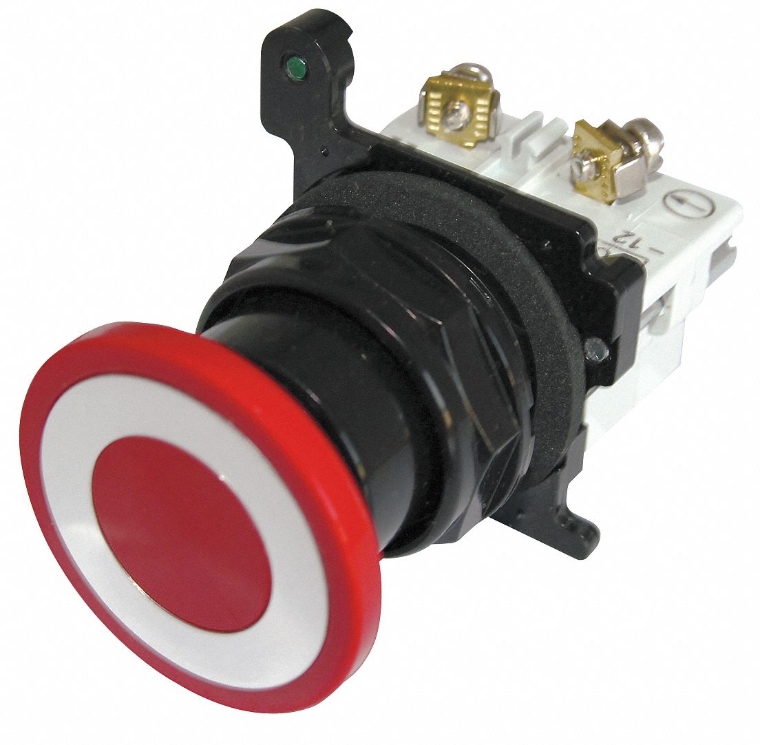 EATON, Non-Illuminated, Mushroom Head Profile, Mushroom Head Push ...