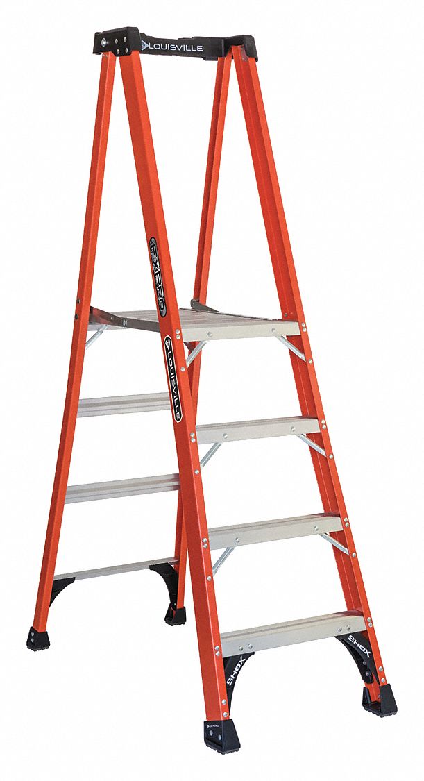 LOUISVILLE LADDER, 4 ft Ladder Size, Fiberglass, Platform Stepladder ...