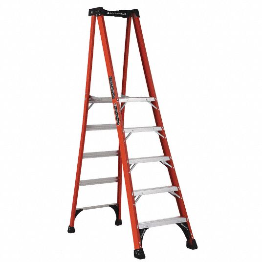 LOUISVILLE LADDER, Fiberglass, 375 lb Load Capacity, Platform ...