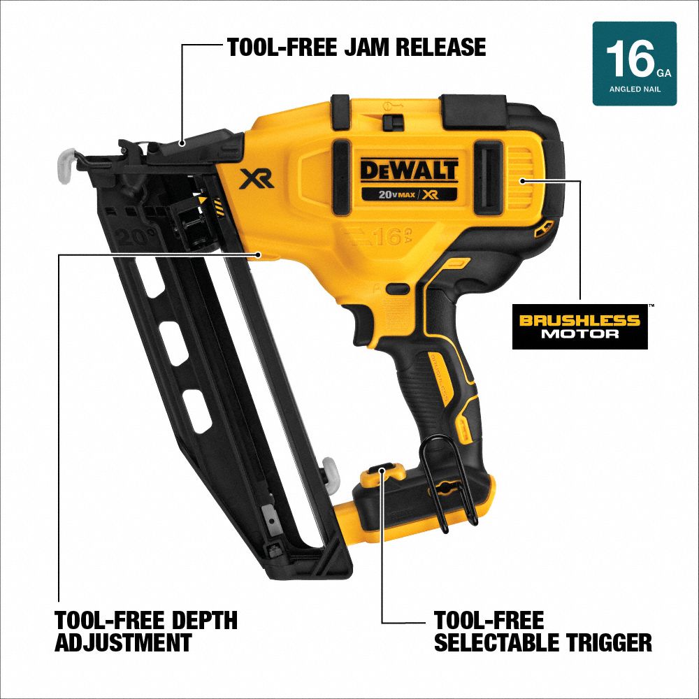 DEWALT Nail Gun Finish Combo For 16 Ga Nail Gauge For 1 1 4 In To 2
