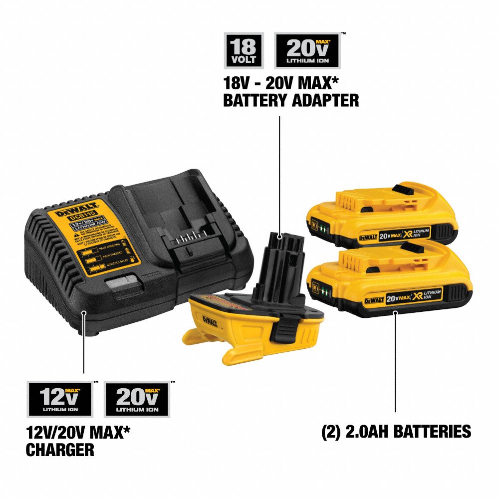 DEWALT Battery and Charger Kit: DEWALT®, 18V XRP, Li-Ion, Charger ...