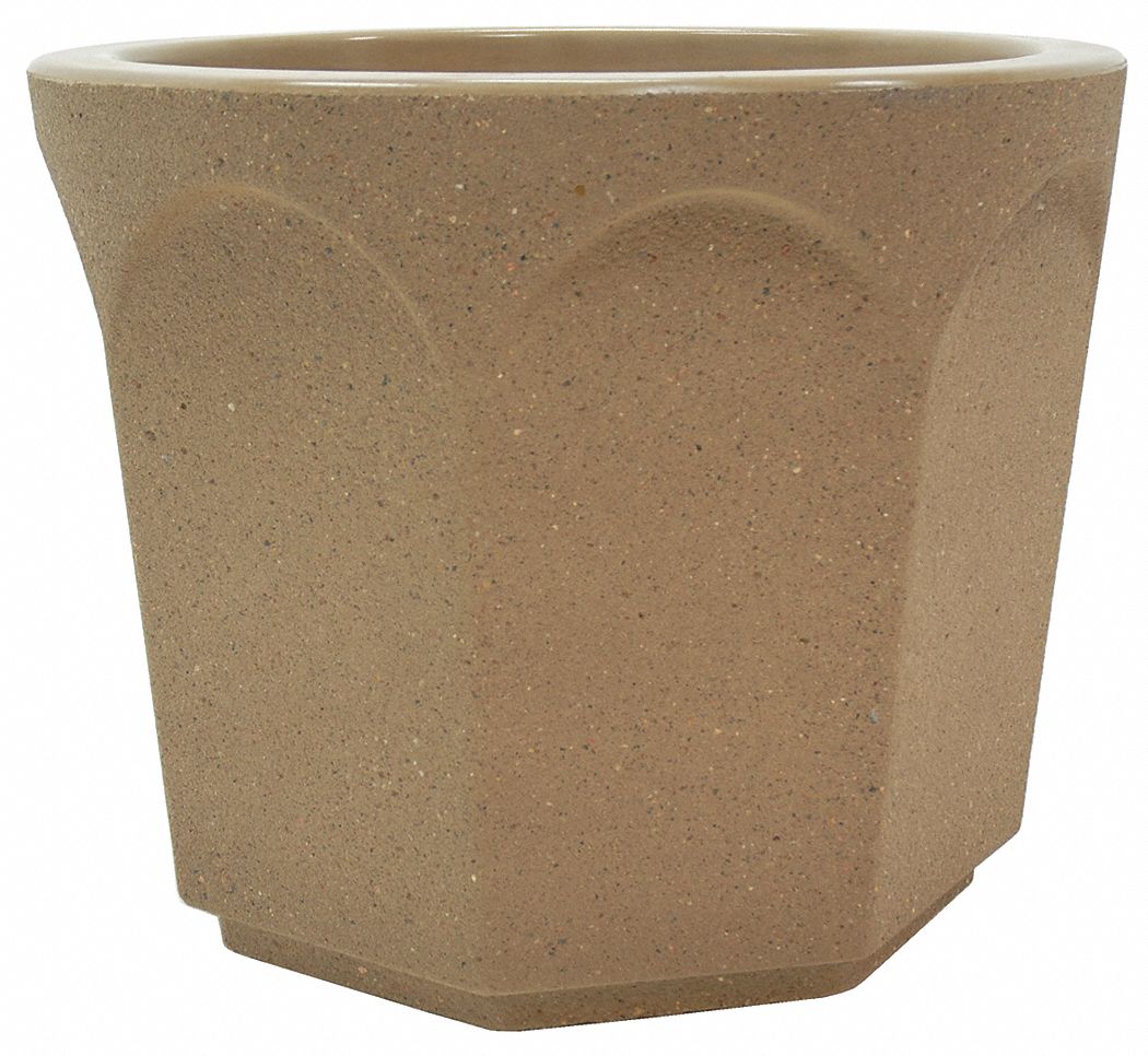 Circle, Beige, Planter Bollard - 39UM60|TF4025W22 - Grainger