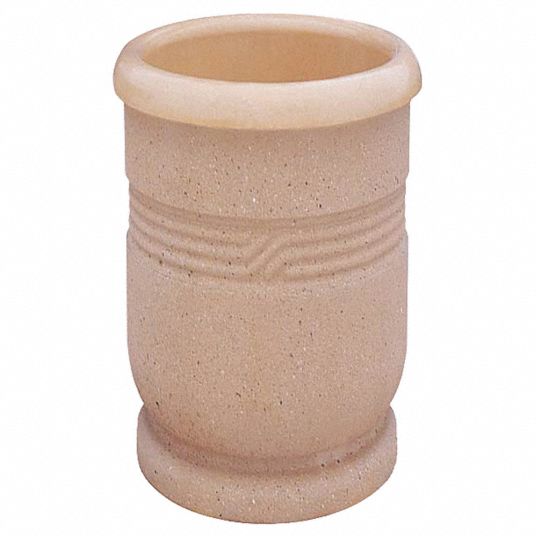 Circle, Beige, Planter Bollard - 39UM63|TF4028W22 - Grainger