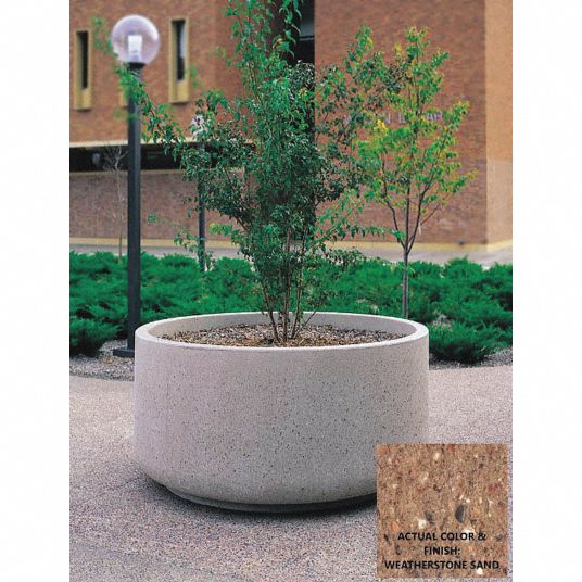 Circle, Beige, Planter Bollard - 39UM66|TF4035W22 - Grainger