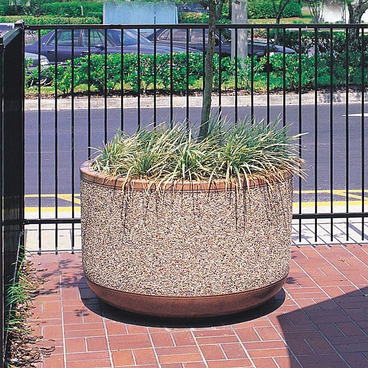 Circle, Beige, Planter Bollard - 39UM87|TF4095W22 - Grainger