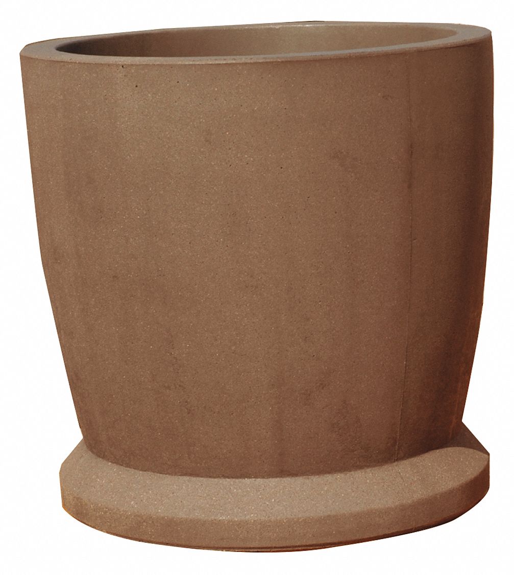 Circle, Beige, Planter Bollard - 39UM89|TF4101W22 - Grainger