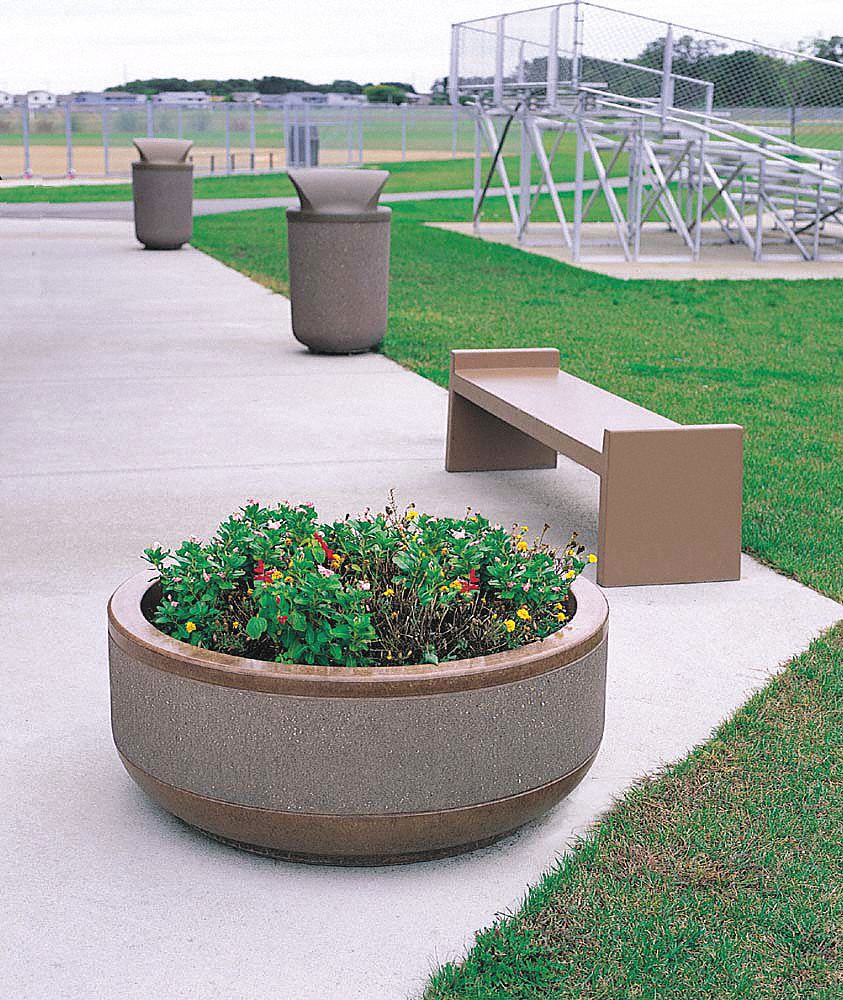 Circle, Beige, Planter Bollard - 39UM90|TF4105W22 - Grainger