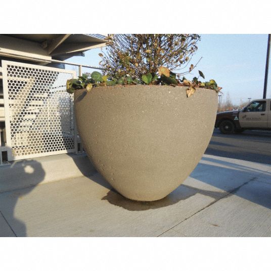 Circle, Beige, Planter Bollard - 39UM99|TF4122W22 - Grainger