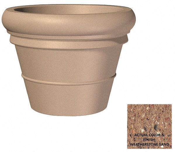 Circle, Beige, Planter Bollard - 39UN01|TF4123W22 - Grainger