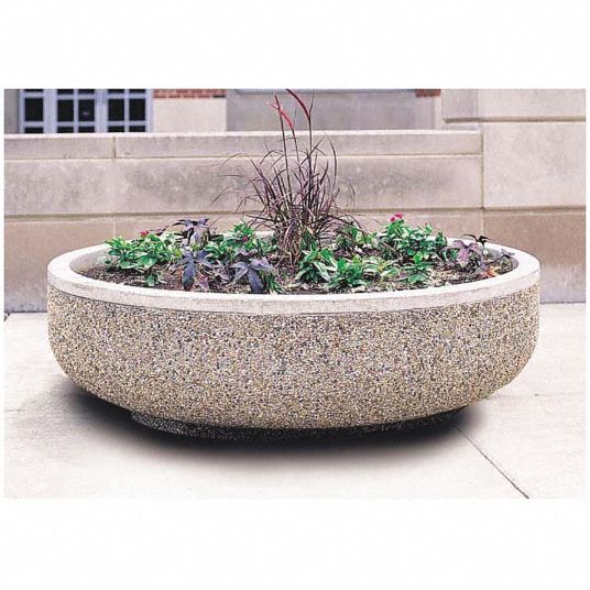 Circle, Beige, Planter Bollard - 39UN03|TF4125W22 - Grainger
