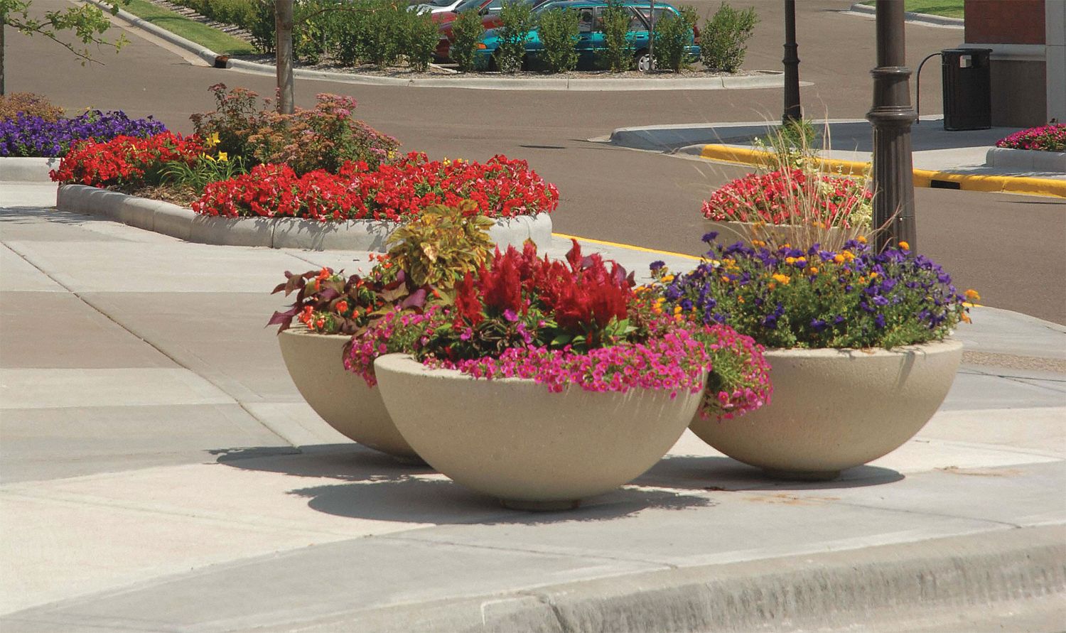 Circle, Beige, Planter Bollard - 39UN06|TF4128W22 - Grainger