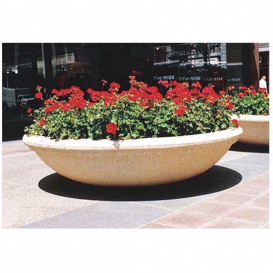 Circle, Beige, Planter Bollard - 39UN17|TF4143W22 - Grainger