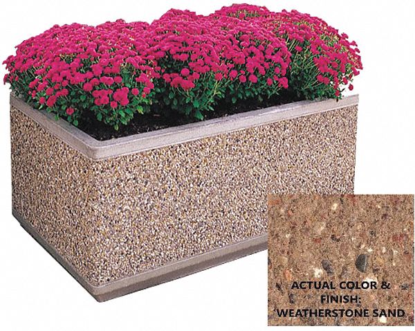 Rectangle, Beige, Planter Bollard - 39UN36|TF4182W22 - Grainger