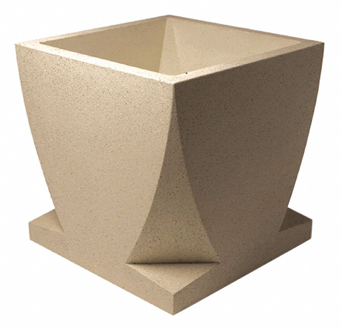 Square, Beige, Planter Bollard - 39UP10|SL4051W22 - Grainger