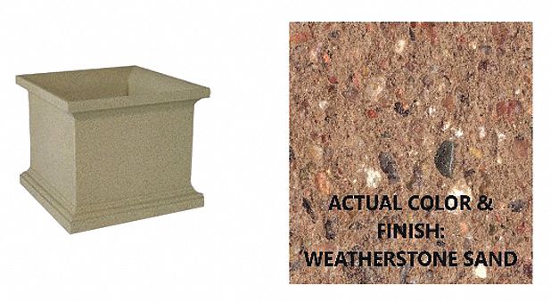 Square, Beige, Planter Bollard - 39UP27|SL440W22 - Grainger