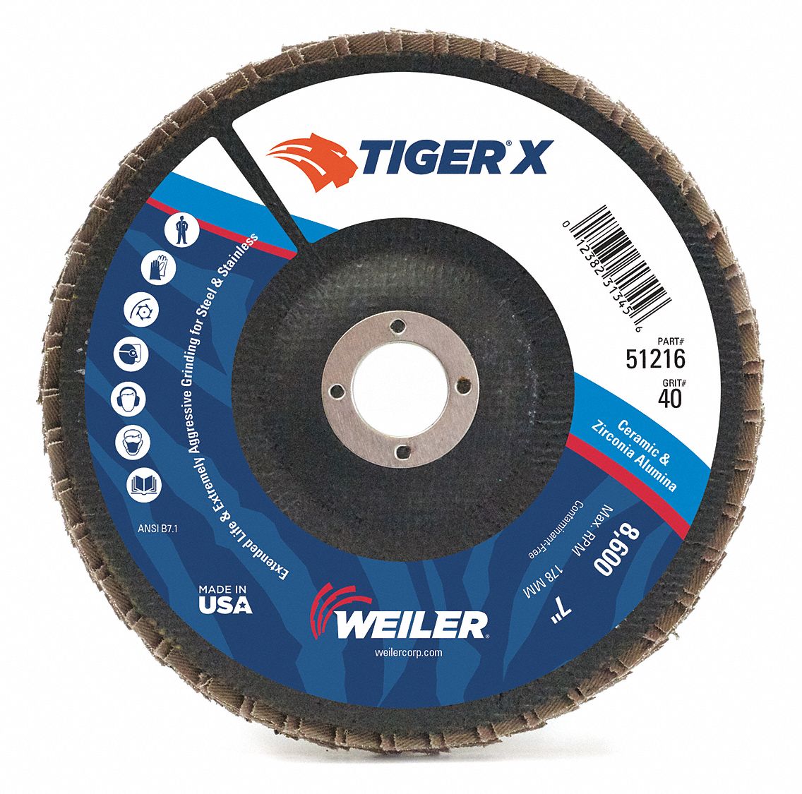 WEILER, Type 29, 4-1/2" x 7/8", Flap Disc - 39UR47|98900 - Grainger