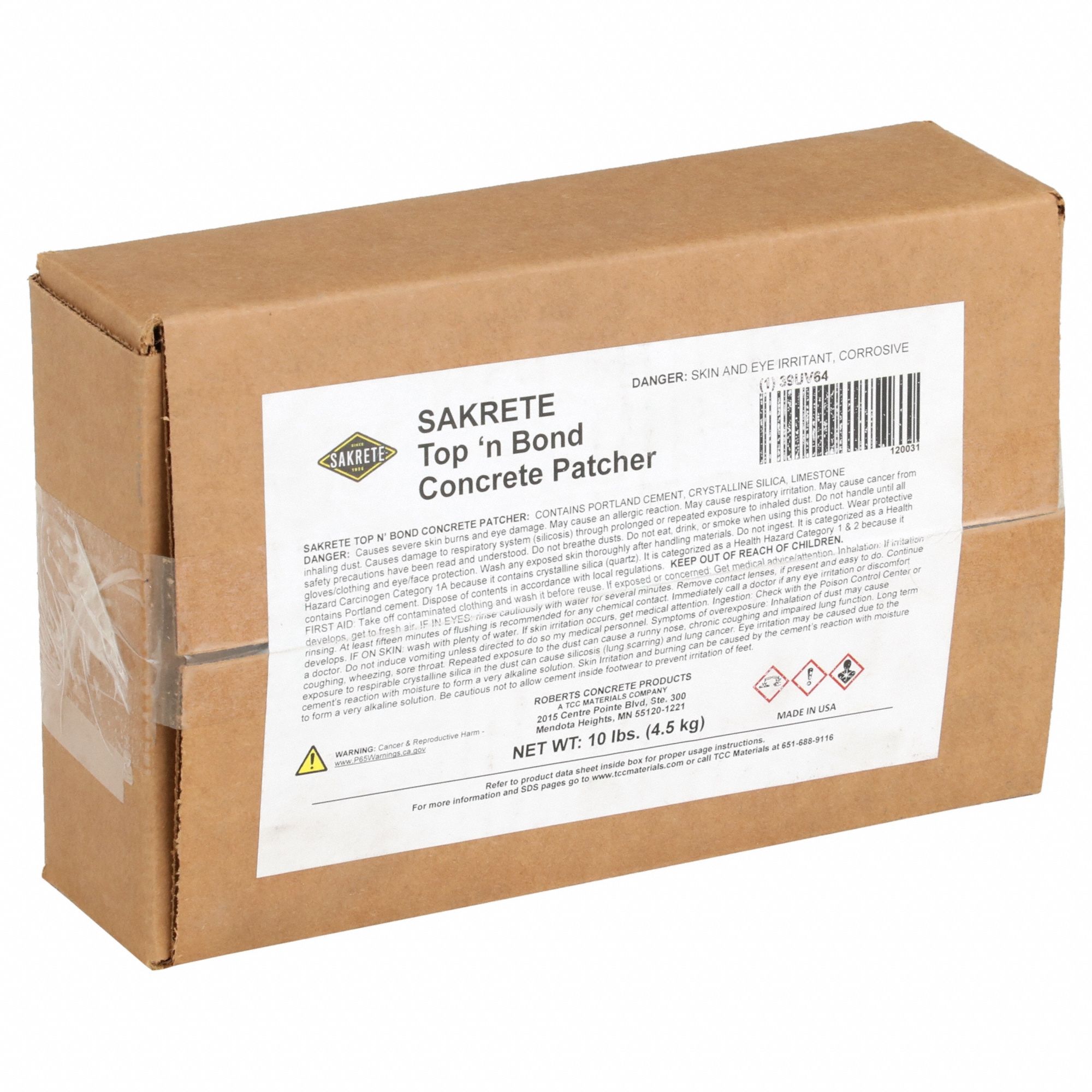 SAKRETE, Sakrete, 10 lb Container Size, Concrete Patcher - 39UV64 ...
