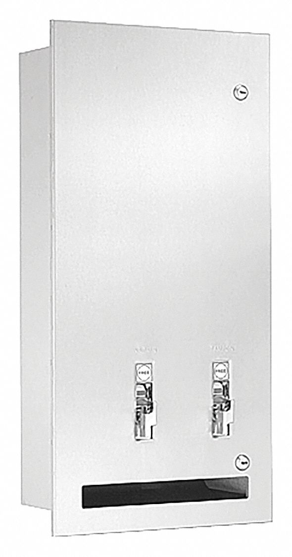 BRADLEY, Single Coin, Silver, Sanitary Napkin and Tampon Dispenser ...