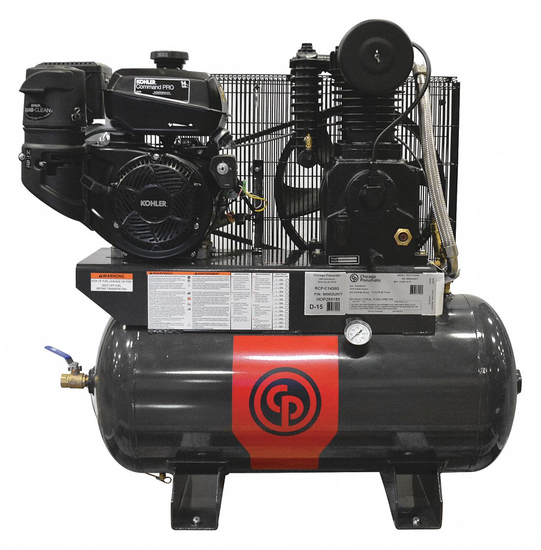 CHICAGO PNEUMATIC, 2 Stage, 14 hp Engine, Stationary Air Compressor ...