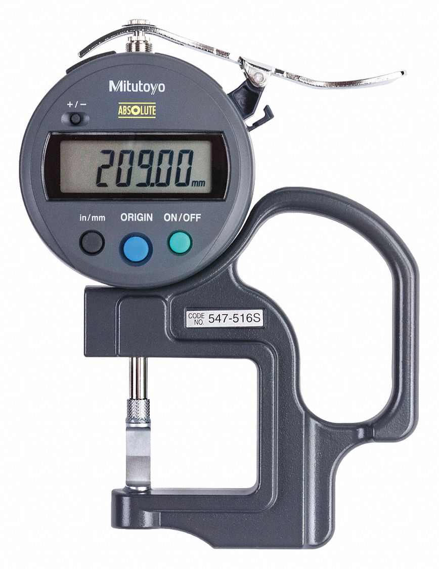 MITUTOYO, Digital Thickness Gage - 39X537|547-516S - Grainger