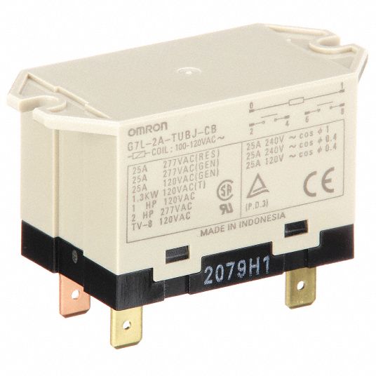 OMRON, Surface (Top Flange) Mounted, 30 A Current Rating, Enclosed Power Relay - 3A354|G7L-2A ...