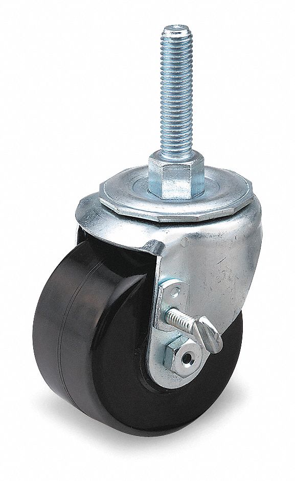 Swivel Stem Caster w/Brake, 3 in Wheel Dia., 350 lb Load Rating - Grainger