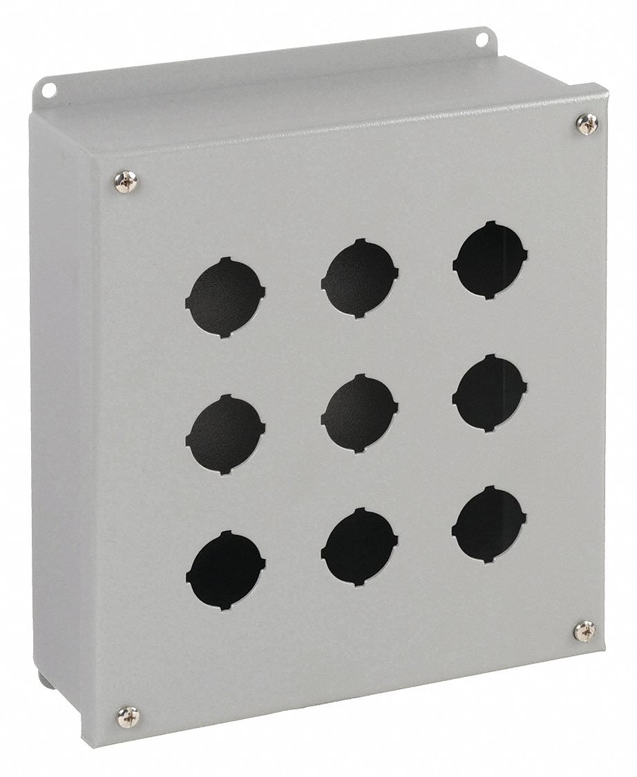 WIEGMANN, 30mm, 9 Holes, Push Button Enclosure - 3A935|PB9 - Grainger