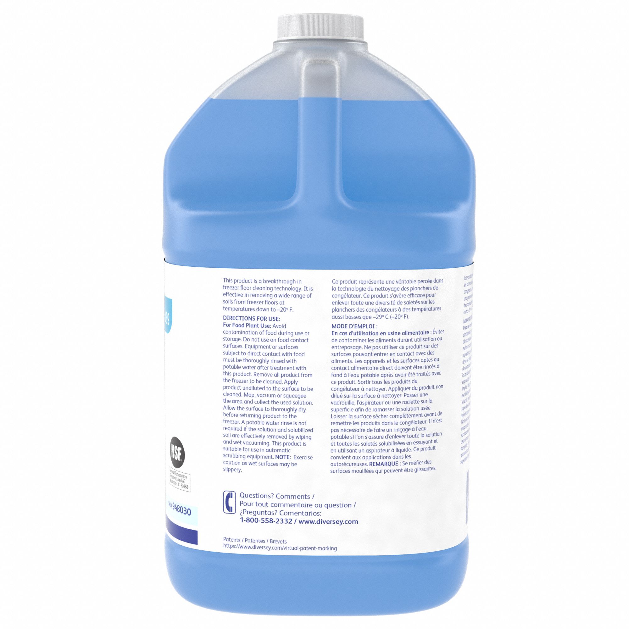 DIVERSEY Freezer Floor Cleaner: Jug, 1 gal Container Size, Ready to Use ...