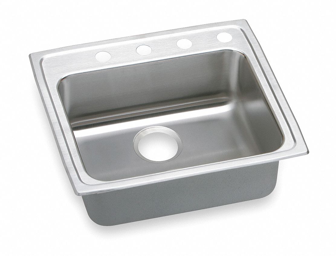 ELKAY, 25 in Overall Lg, 21 1/4 in Overall Wd, Bowl Drop-In Sink ...