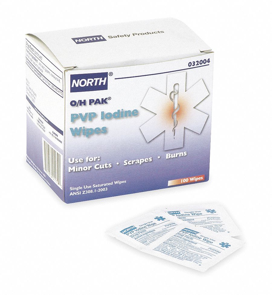 PVP Wipes, Wipes, Box, Wrapped Packets, PK 100 - Grainger