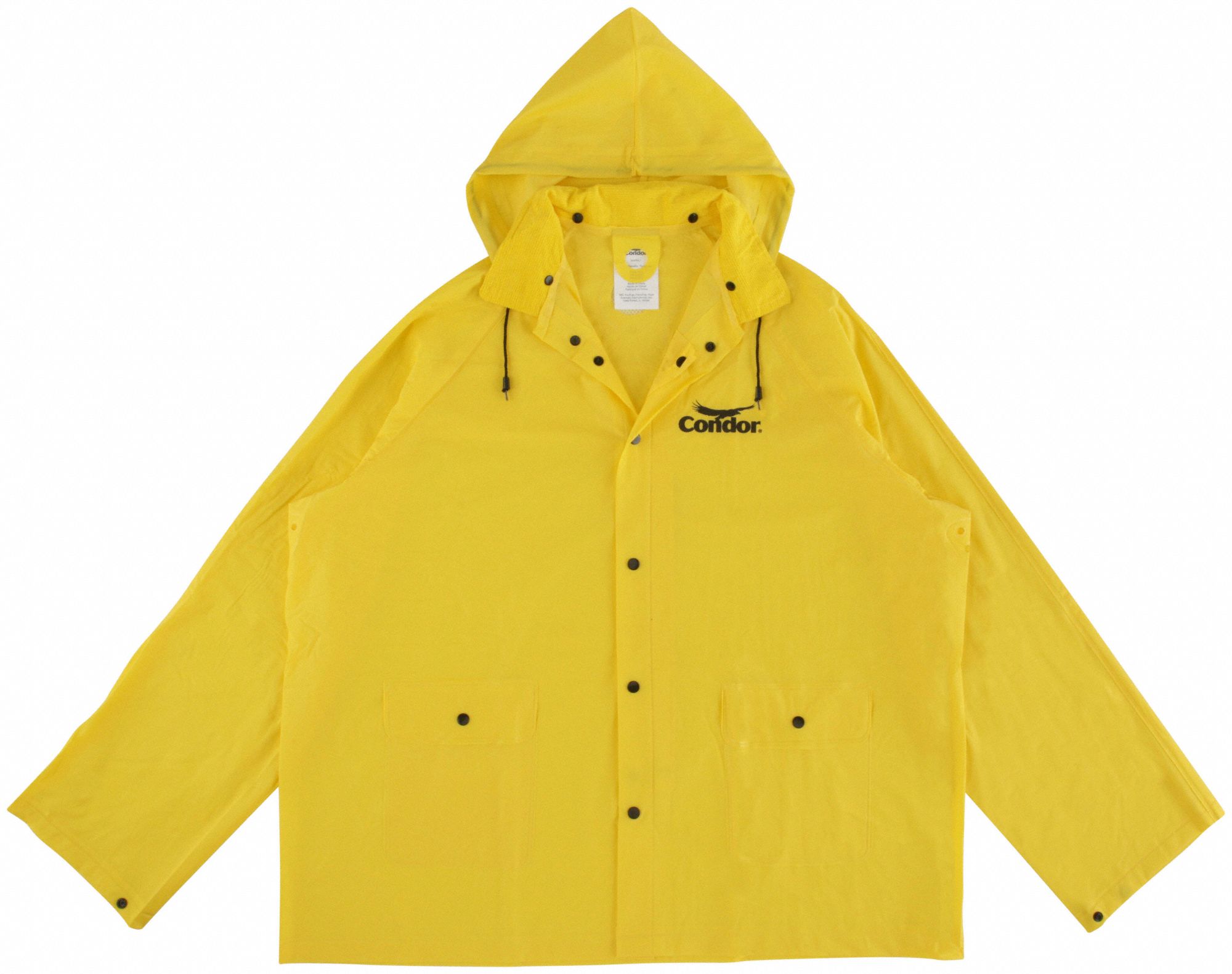 CONDOR 3-Piece Rainsuit with Detachable Hood: Yellow, XL, PVC, 10 mil ...