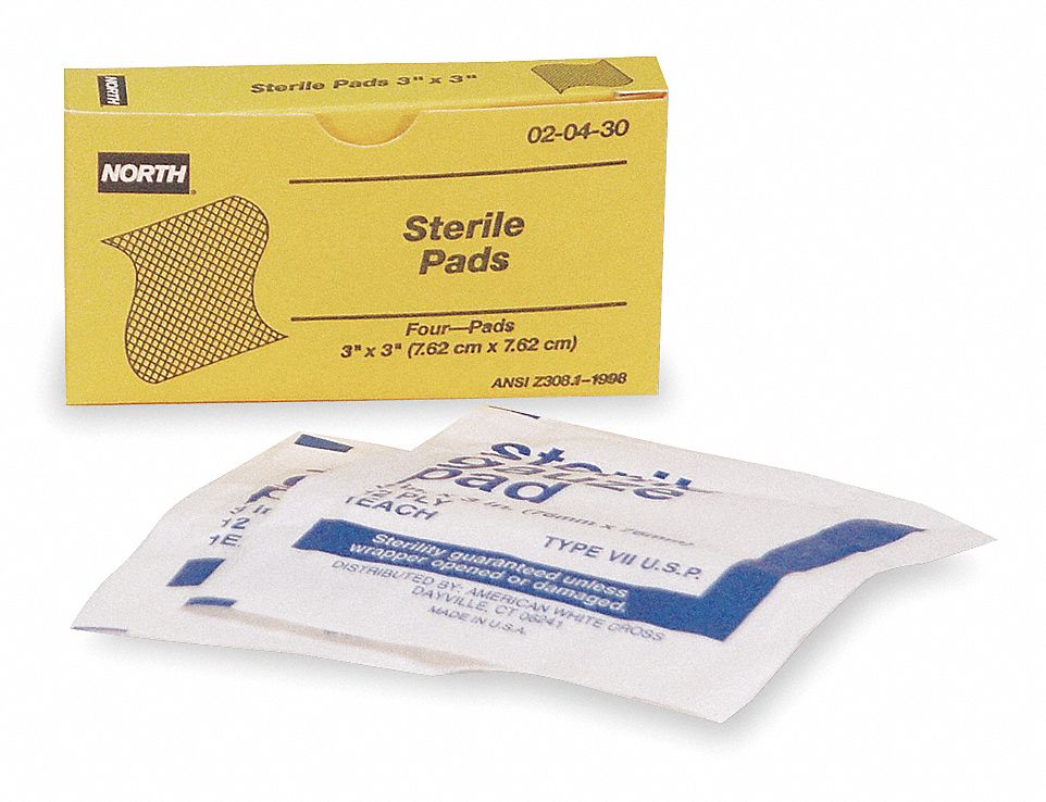 Gauze Pad, Unitized, PK 4 - Grainger