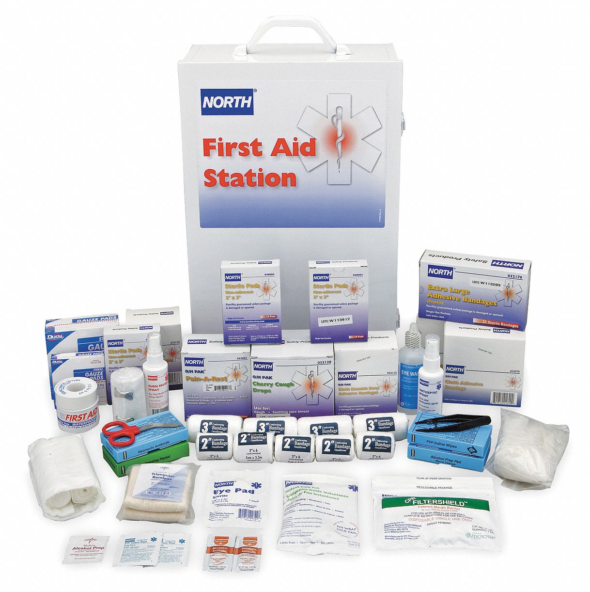 First Aid Kit, Cabinet, Steel, General Purpose, 150 People Served per ...