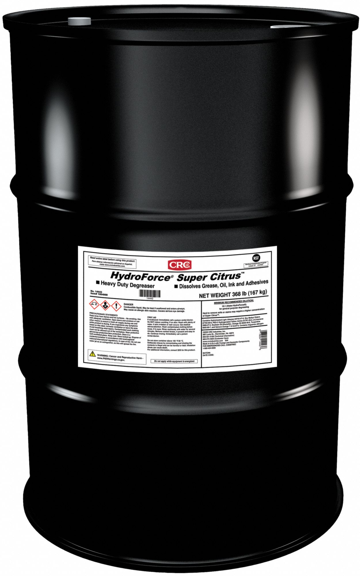 CRC, Citrus-Based Solvent, Drum, Degreaser - 3APL9|14443 - Grainger