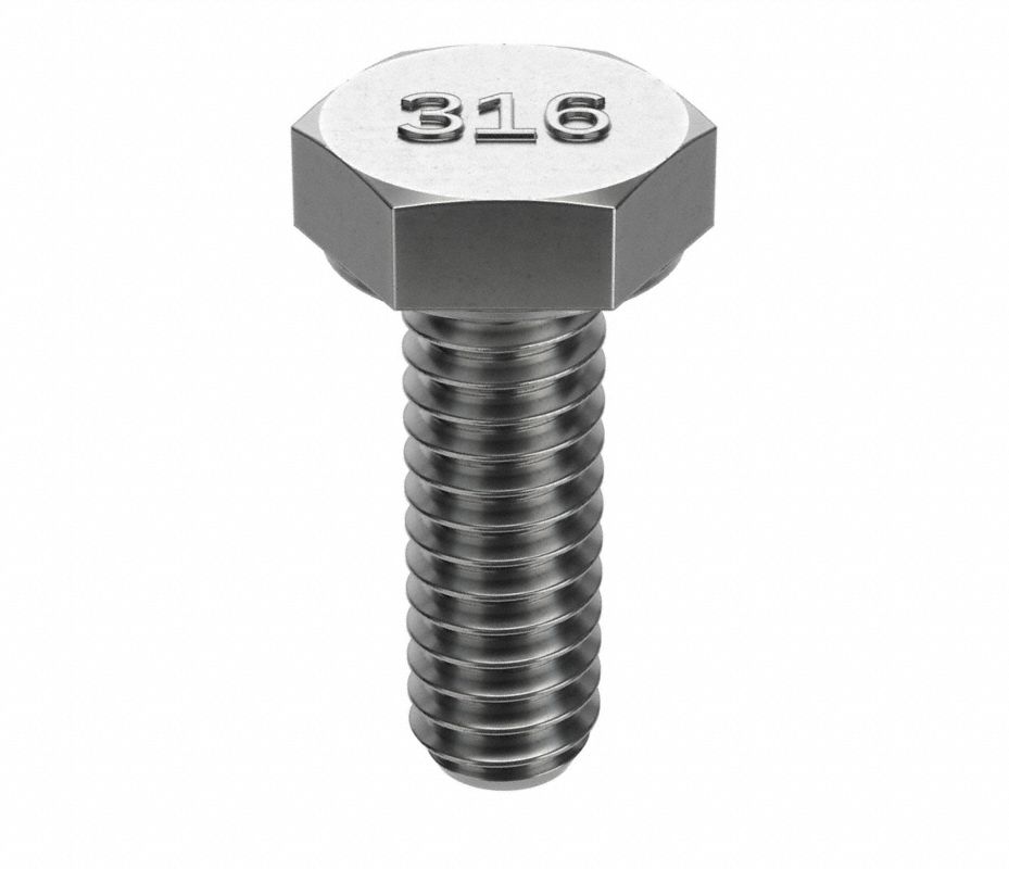 APPROVED VENDOR Tornillo Cabeza de Dado Hexagonal 1/4"-20 316 Longitud de 3/4", Acabado Sin ...